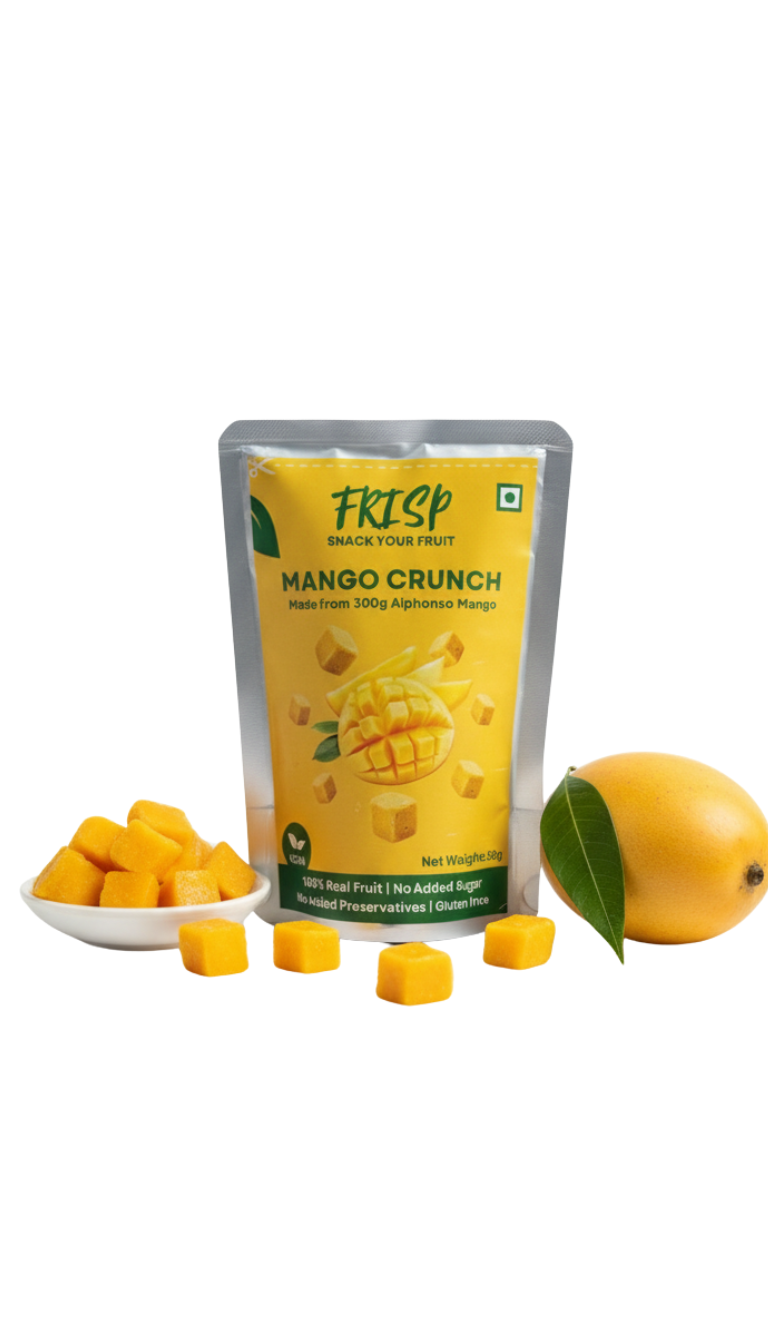 Mango Crunch | Alphanso Mango | Freeze-Dried Mango Cubes – FRISP